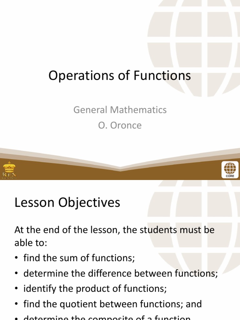 3 Operations On Functions | PDF | Function (Mathematics) | Subtraction