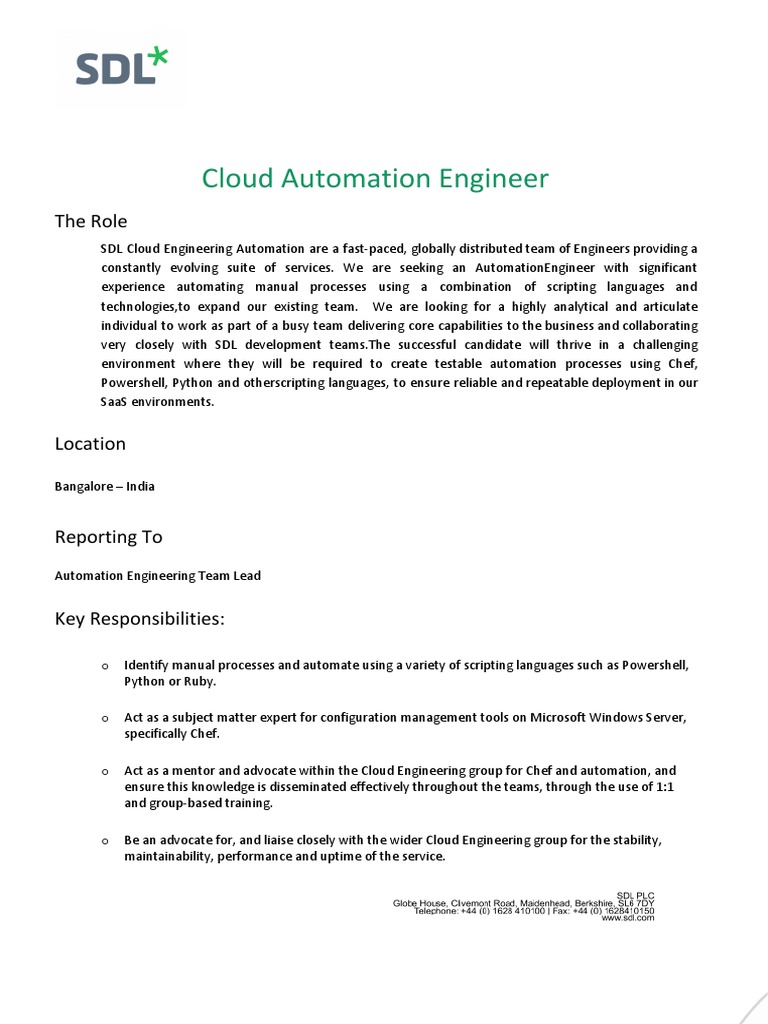 Cloud Automation Engineer - 07-2016 (BGLR) | PDF | Cloud Computing | Scripting Language