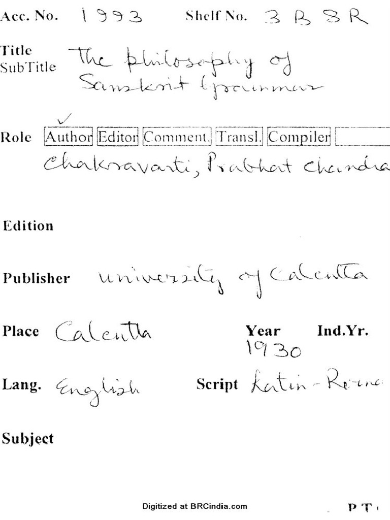 The Philosophy of Sanskrit Grammar PDF | PDF