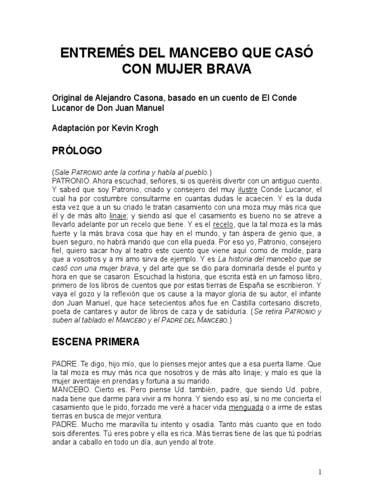 El Mancebo y su Mujer Brava | PDF | Pollo