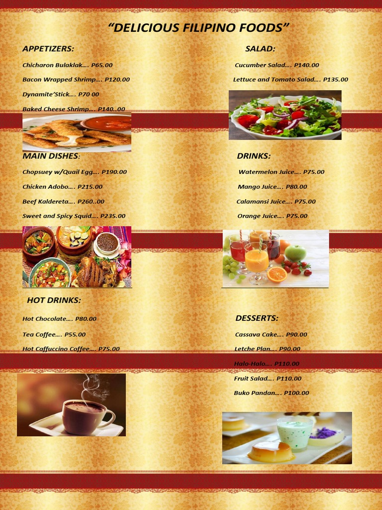 Filipino Restaurant Menu with Prices | PDF