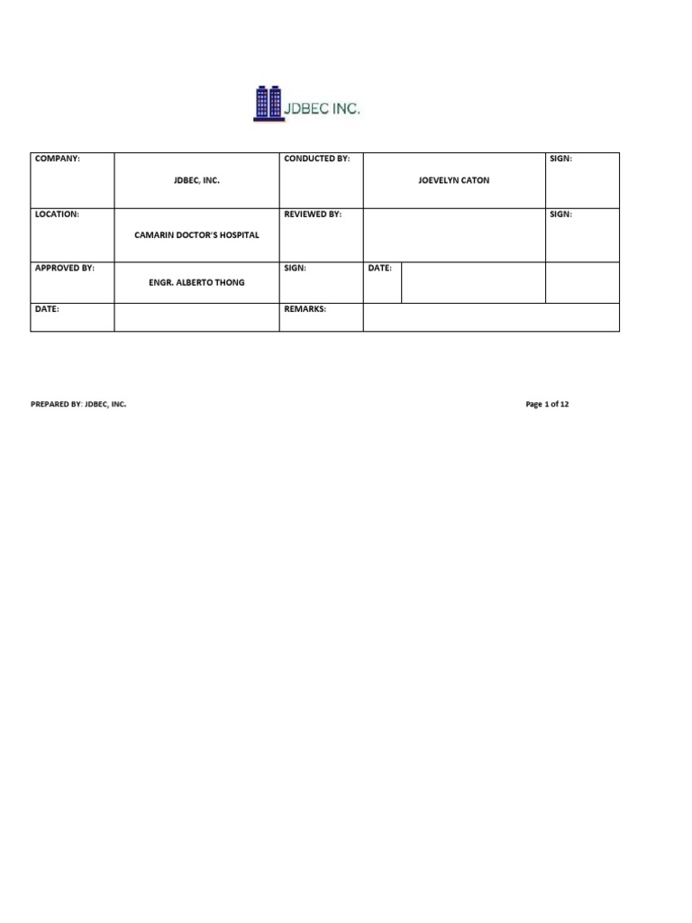 Company: Jdbec, Inc. Conducted By: Joevelyn Caton Sign | PDF | Personal ...