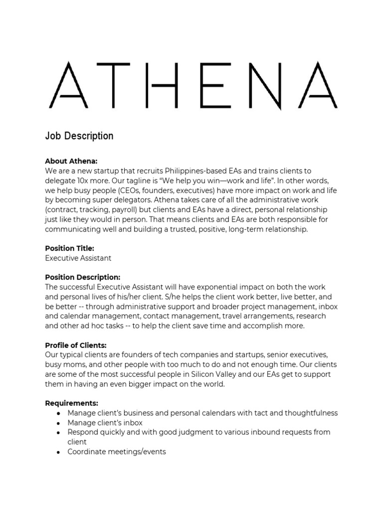 EA Job Description | Download Free PDF | Secretary | Business