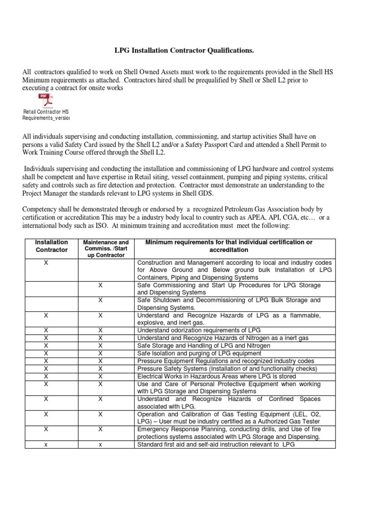 Contractor Qualifications PDF | PDF | Liquefied Petroleum Gas | Safety