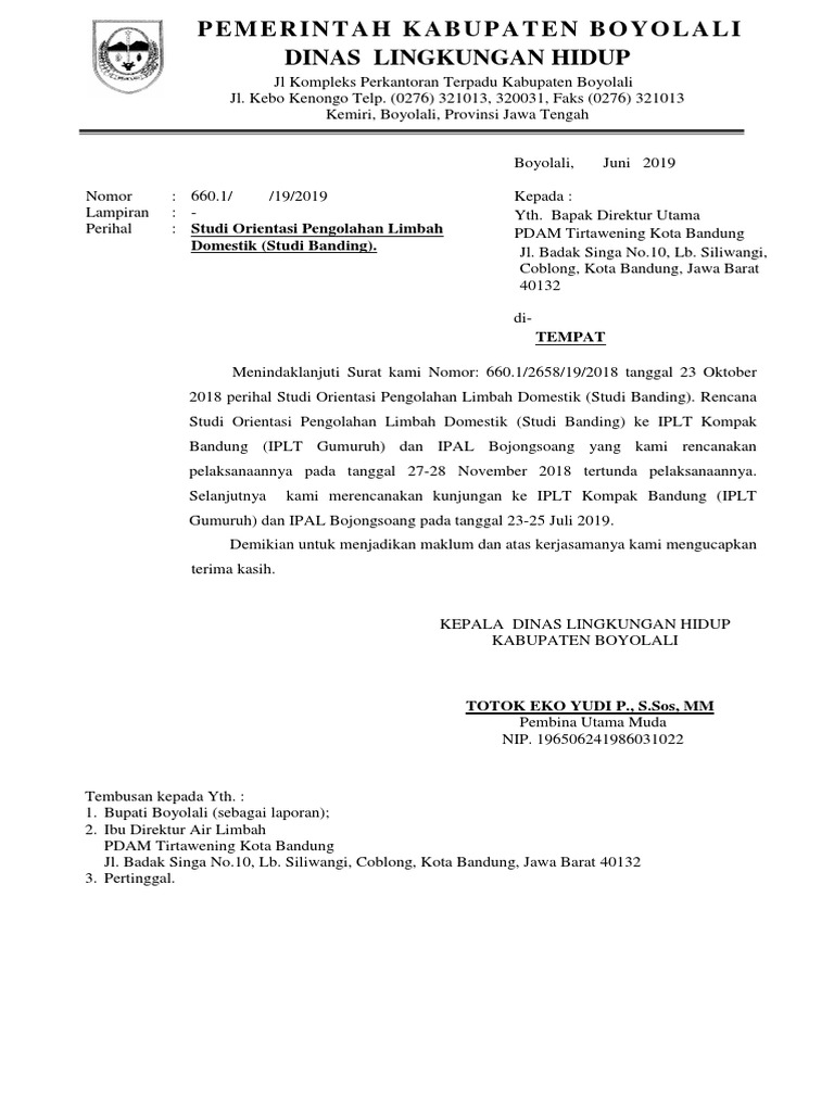 Surat Permohonan PDAM Bandung 2019 Ditunda | PDF