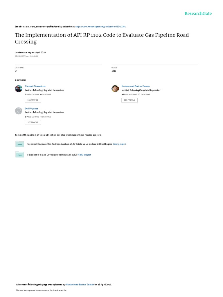 The Implementation of API RP 1102 Code To Evaluate Gas Pipeline Road Crossing | PDF | Pipeline ...