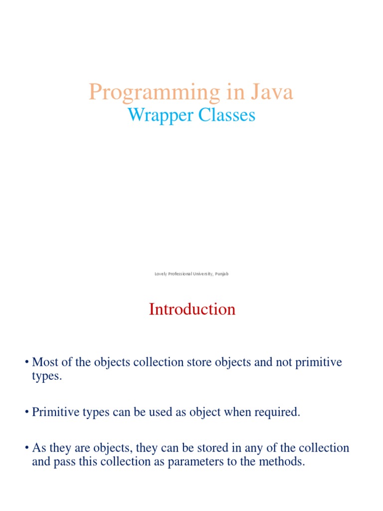 Wrapper Classes Pdf Data Type Integer Computer Science