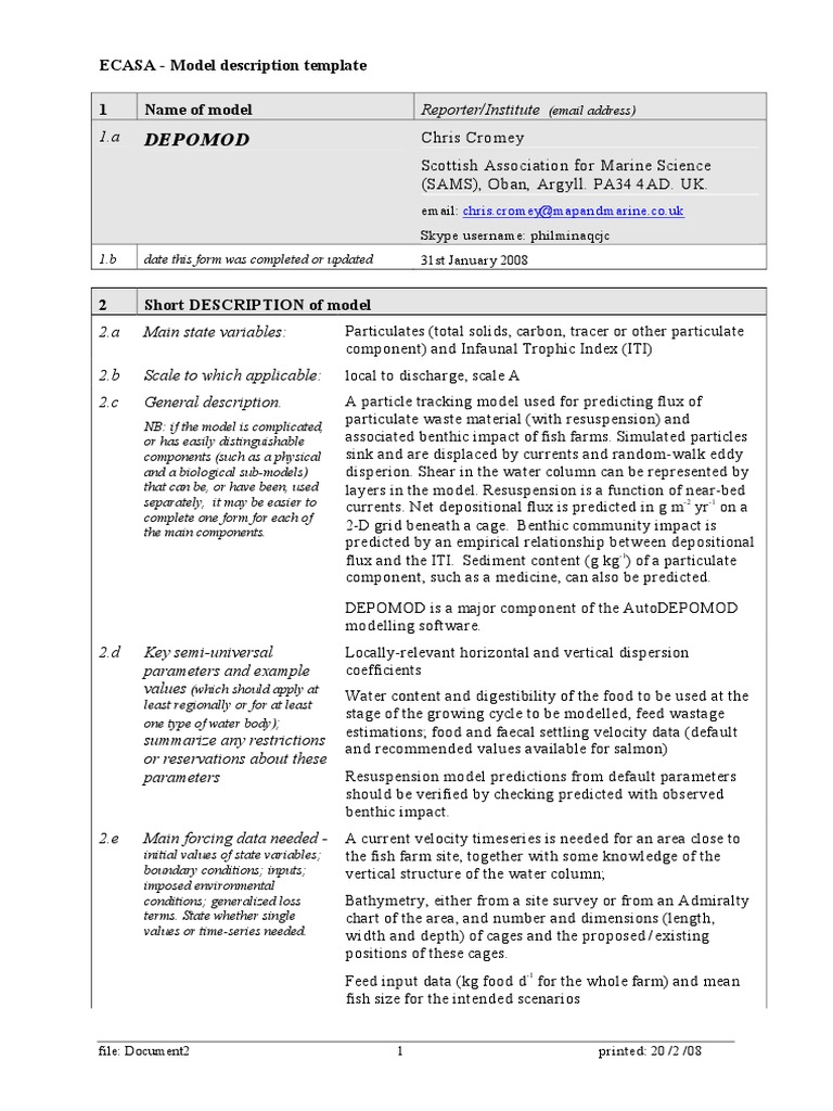 Depomod PDF | PDF | Aquaculture | Prediction