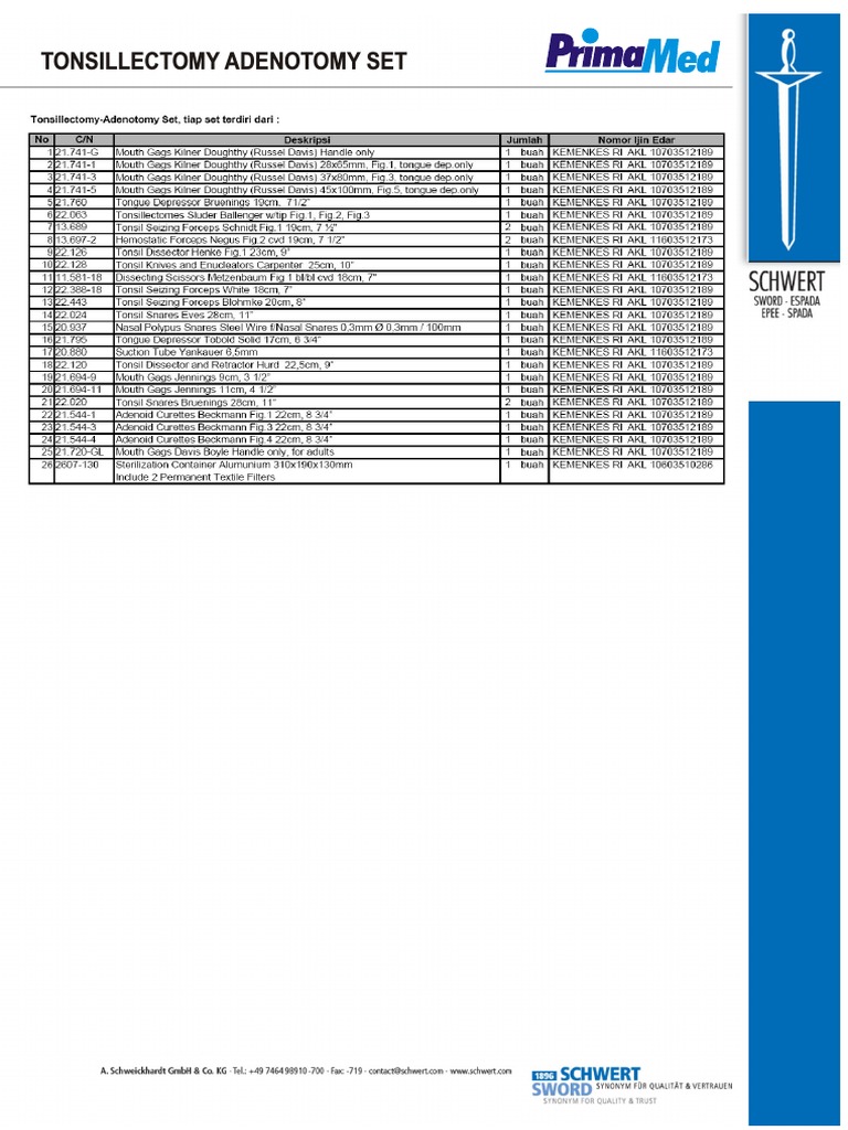 Tonsillectomy-Adenoidtectomy Instrument Set PDF | PDF