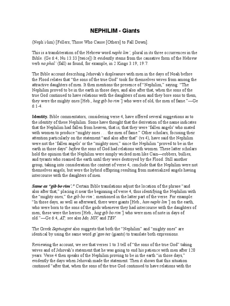 Understanding the Nephilim Giants | PDF | Nephilim | Satan