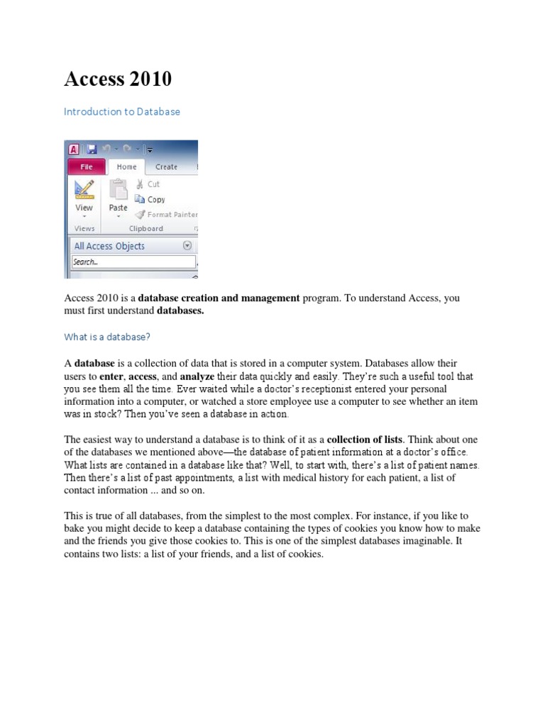 Introduction to Databases and Access 2010 | PDF | Http Cookie | Databases