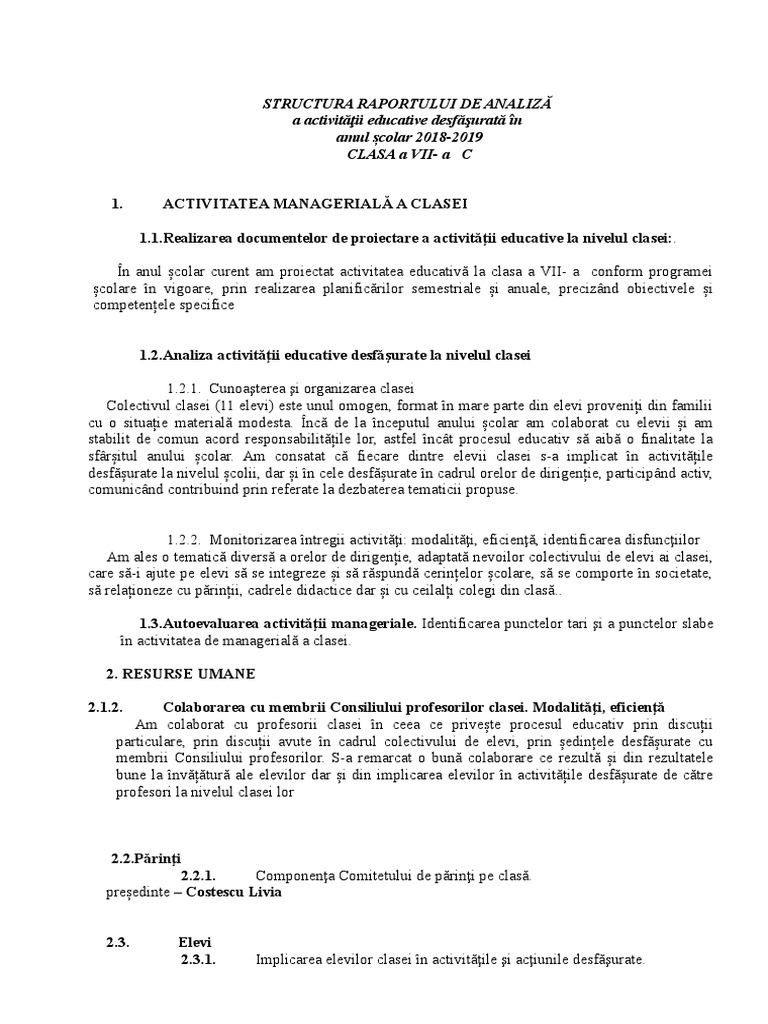 Raport Anual Dirigentie | PDF