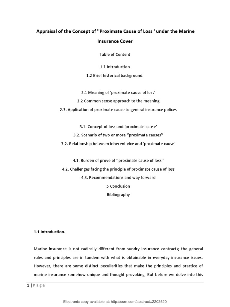Marine Insurance Pdf Proximate Cause Insurance