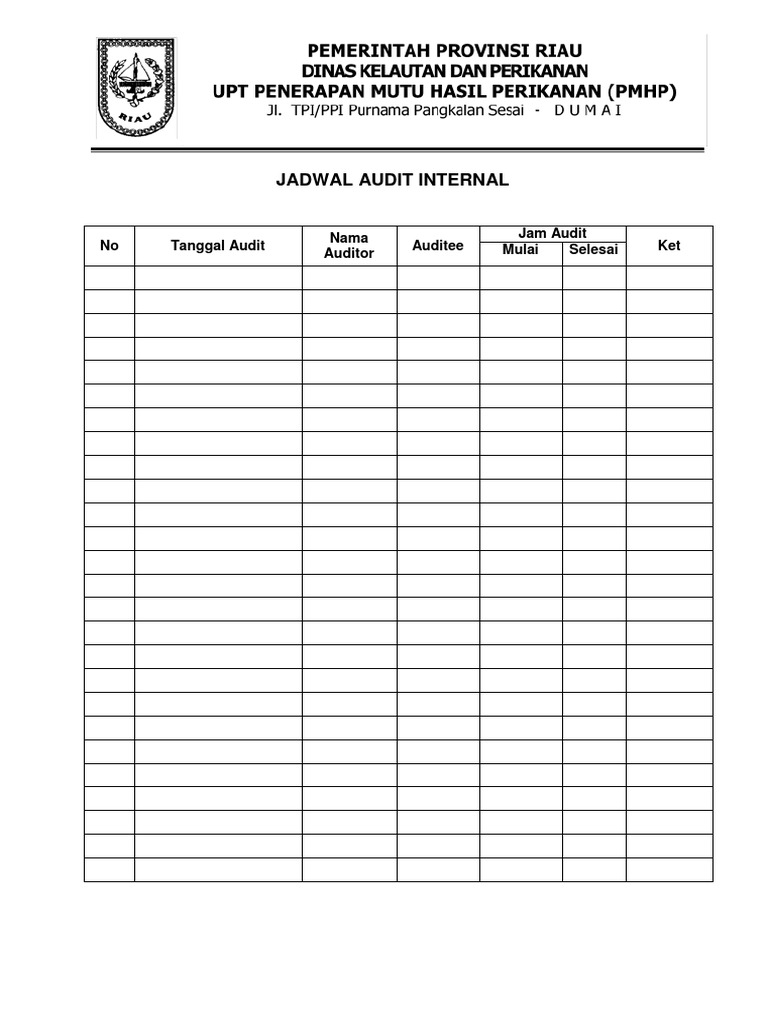 Jadwal Audit Internal | PDF