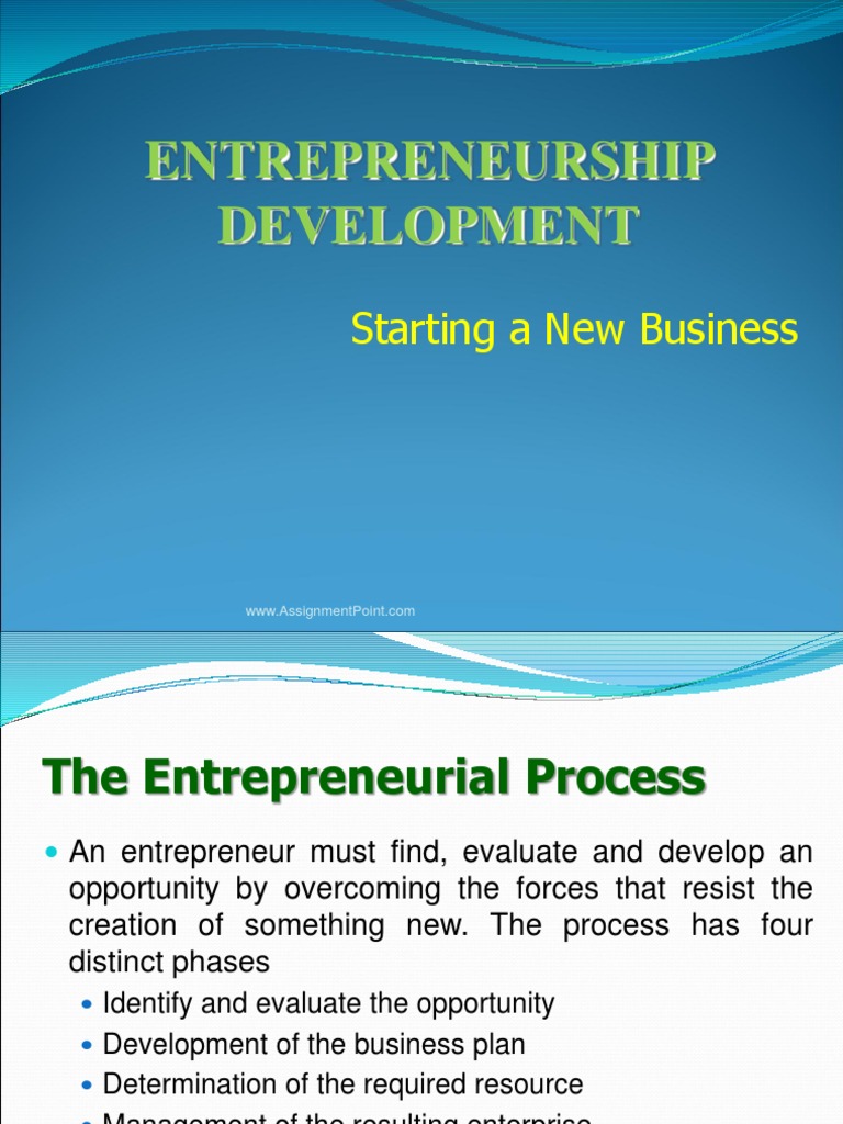 Entrepreneurship Development: Starting A New Business | PDF ...