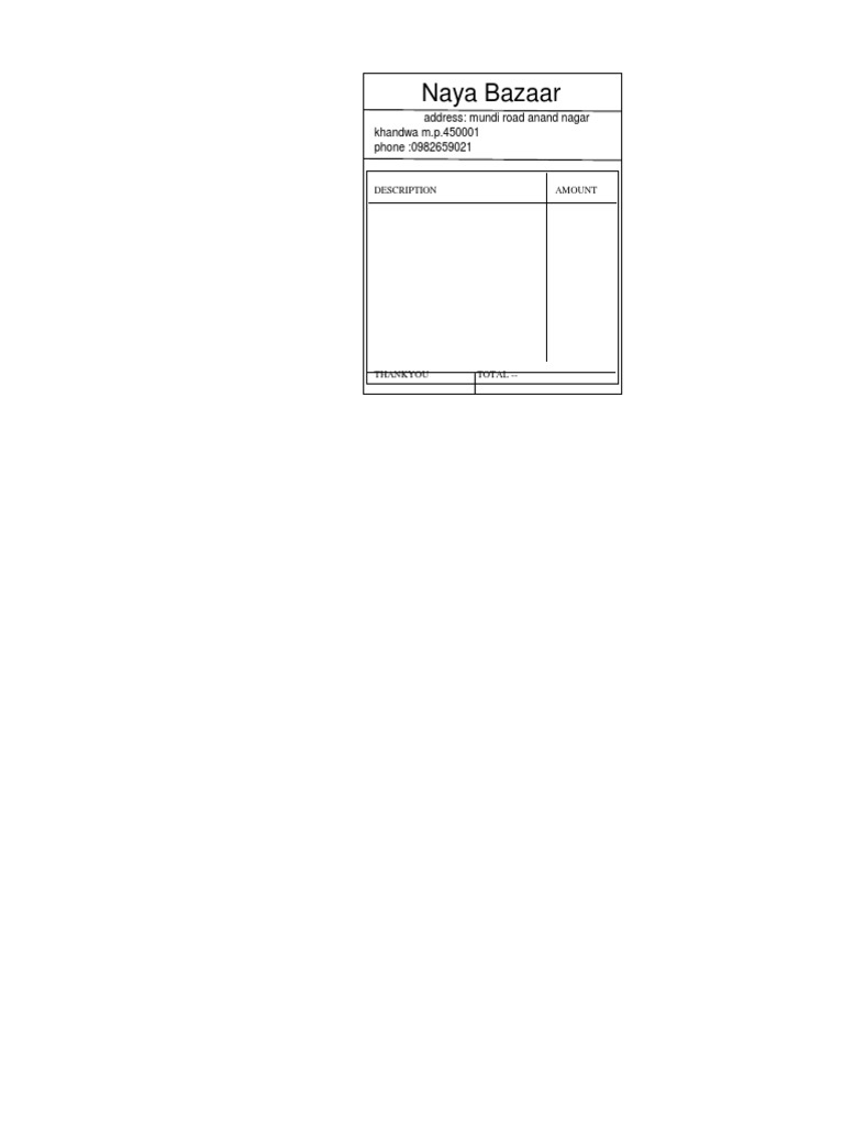 Khana Bill Format Example | PDF
