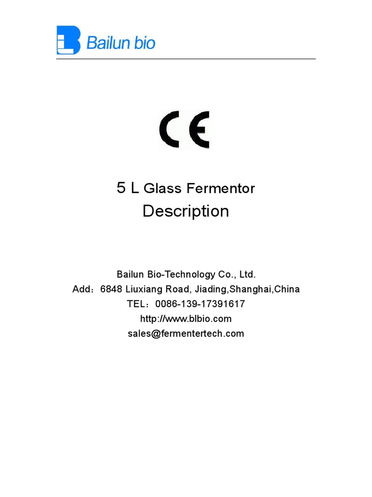 5L Glass Fermentor Operating Manual | PDF | Button (Computing ...
