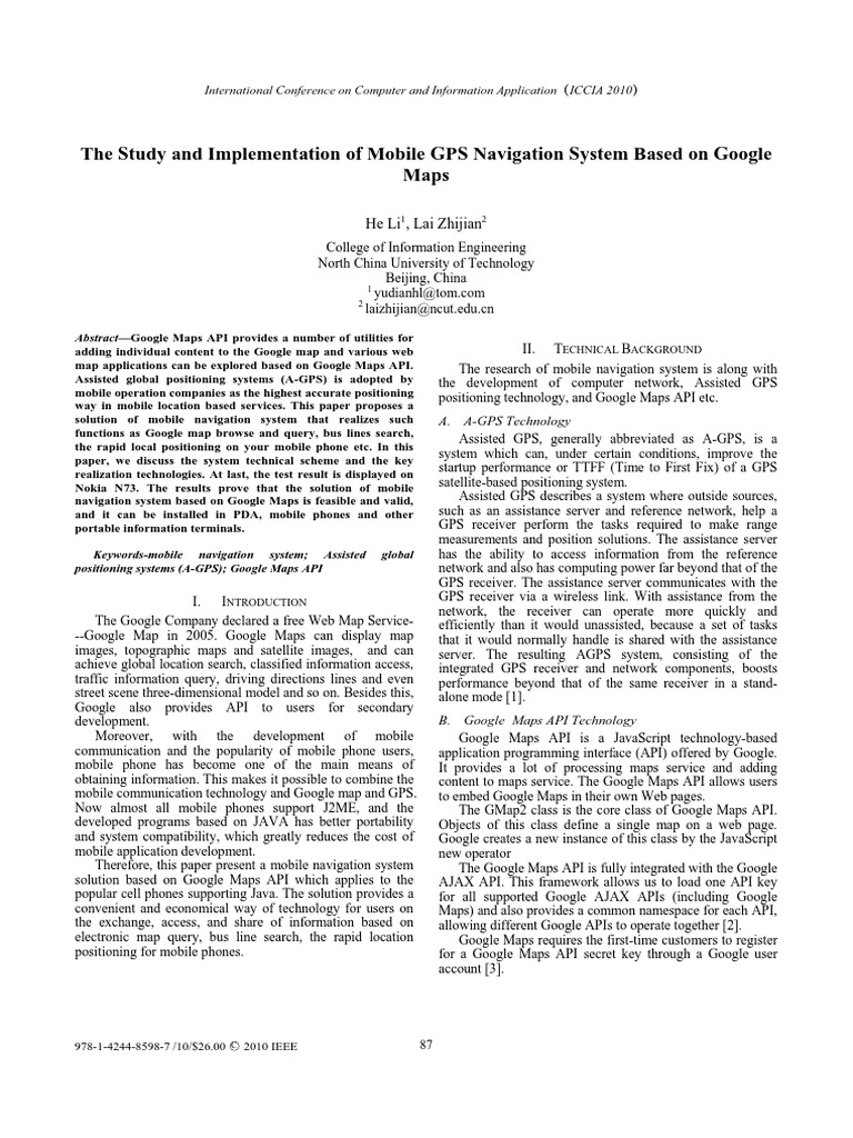 The Study and Implementation of Mobile GPS Navigation System Based On ...