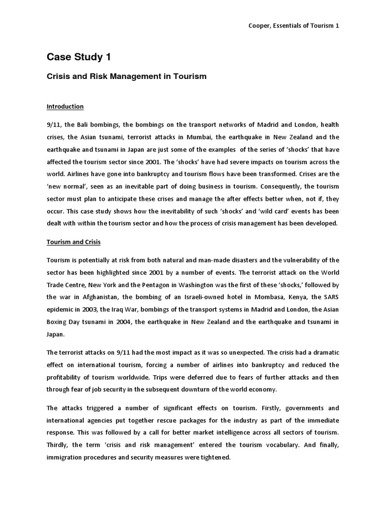 Crisis and Risk Management in Tourism A Case Study | PDF | Crisis ...