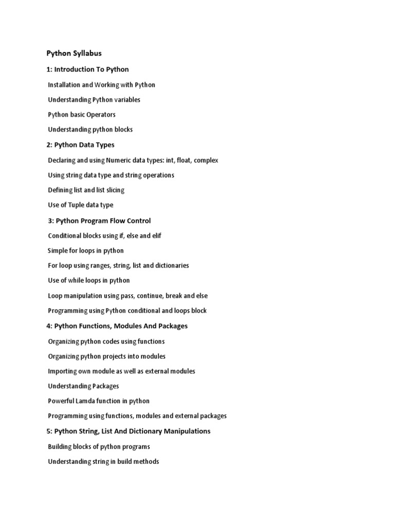 Python Syllabus | Download Free PDF | Python (Programming Language ...