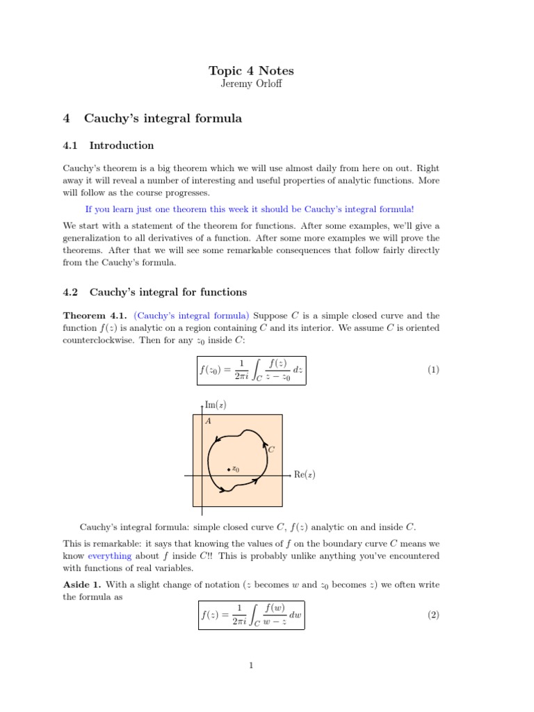 Cauchy Integral Theorem and Formula Mit Examples PDF | PDF | Integer | Integral