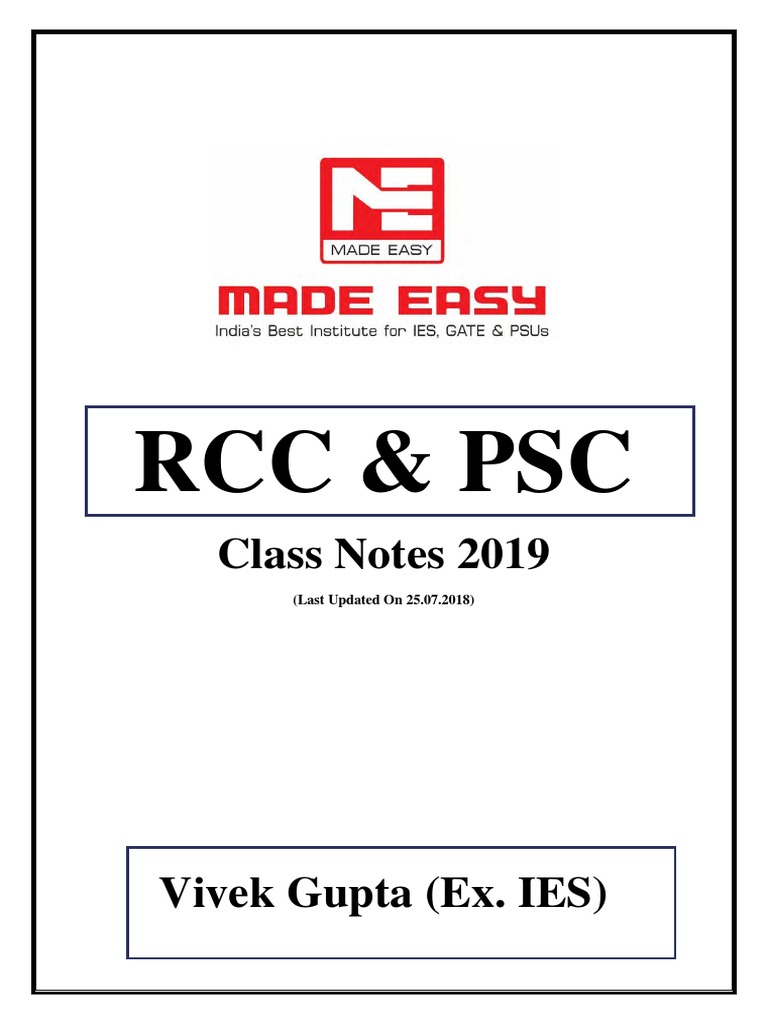 RCC Notes Made Easy(IES VIVEK Sir ).pdf | Fluid Dynamics | Young's Modulus