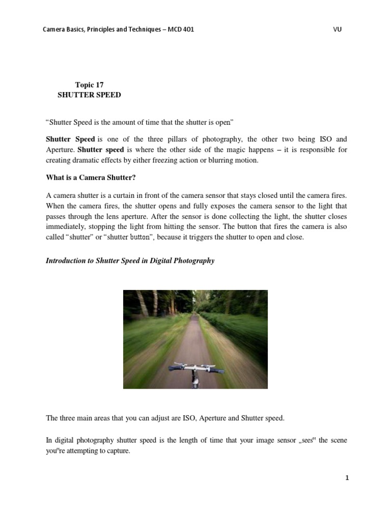 Handouts 017 | PDF | Shutter Speed | Shutter (Photography)