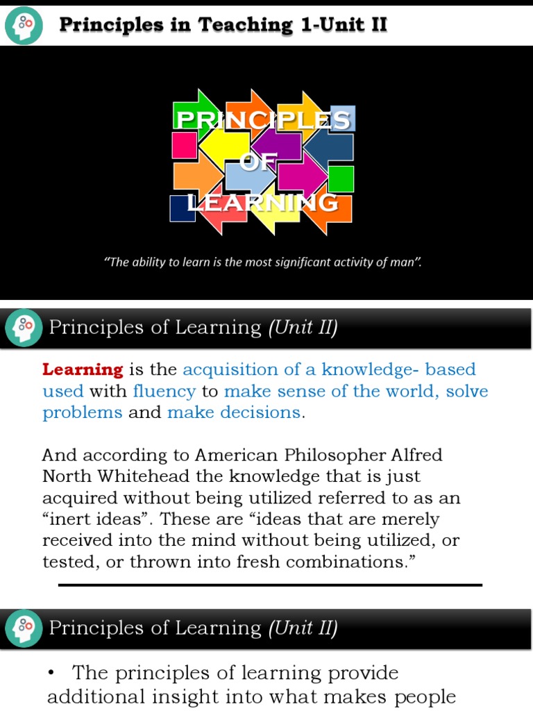 Principles of Learning | PDF | Teaching | Educational Psychology