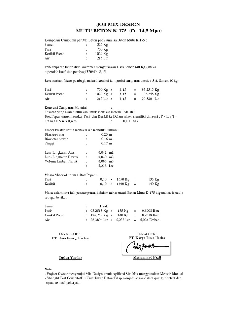 Job Mix Design K175 | PDF
