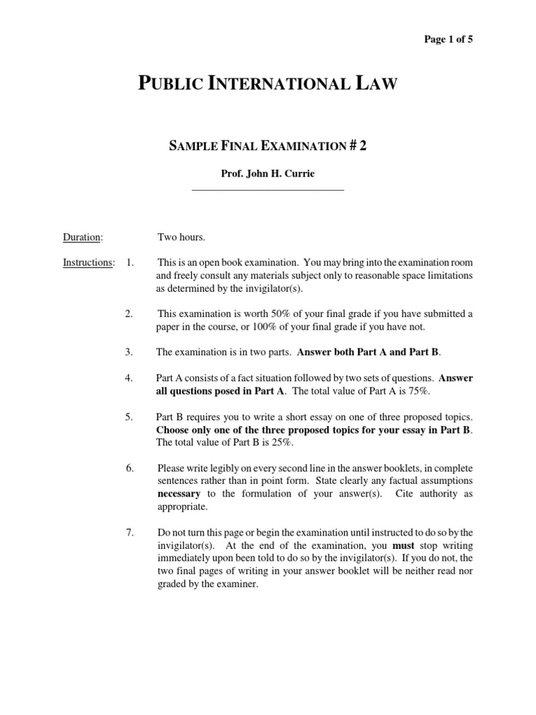 International Law Exam | PDF | Treaty | International Law
