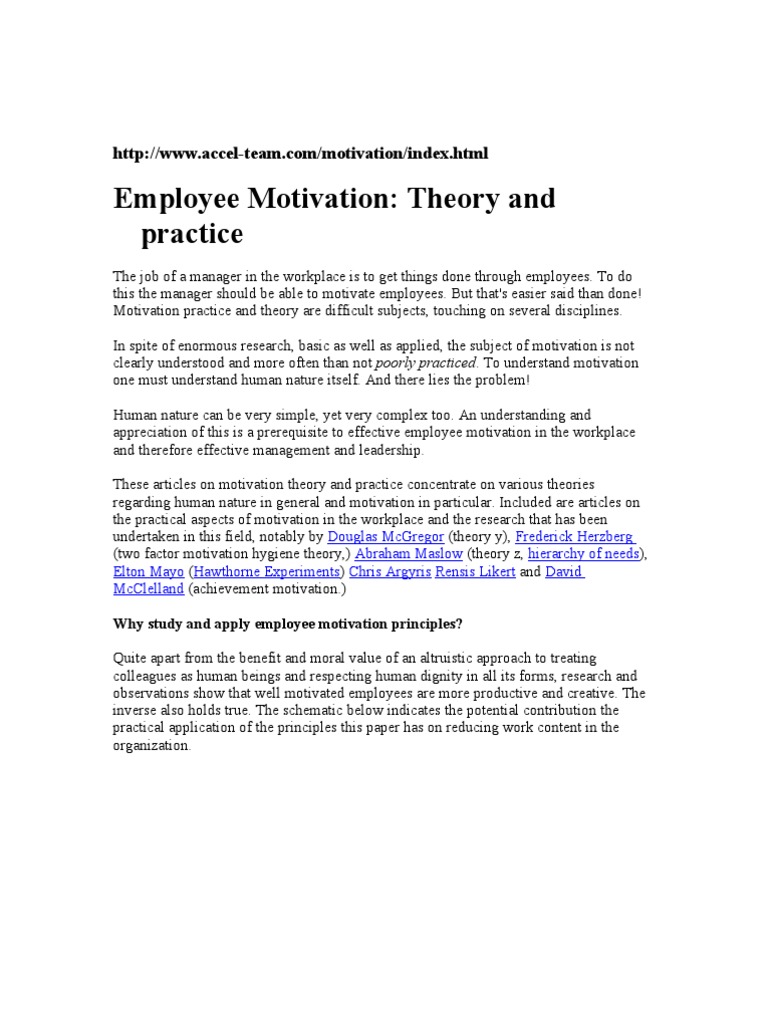 Employee Motivation Theory and Practice | PDF | Motivation | Motivational