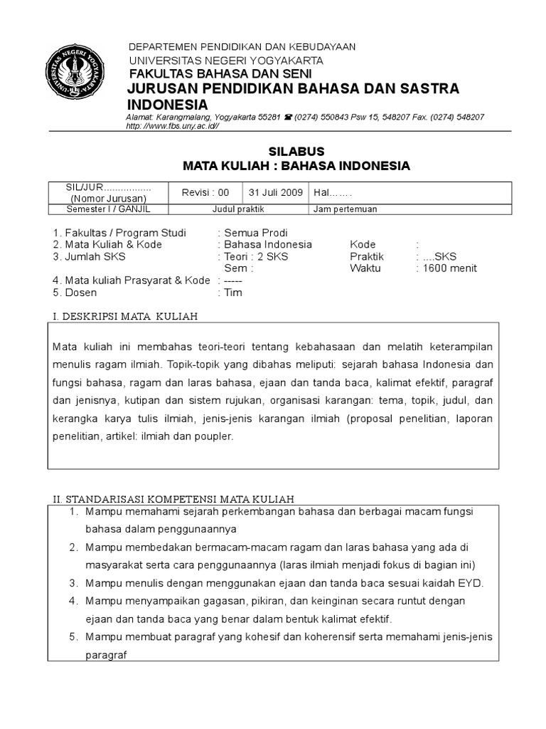RPS Bahasa Indonesia | PDF