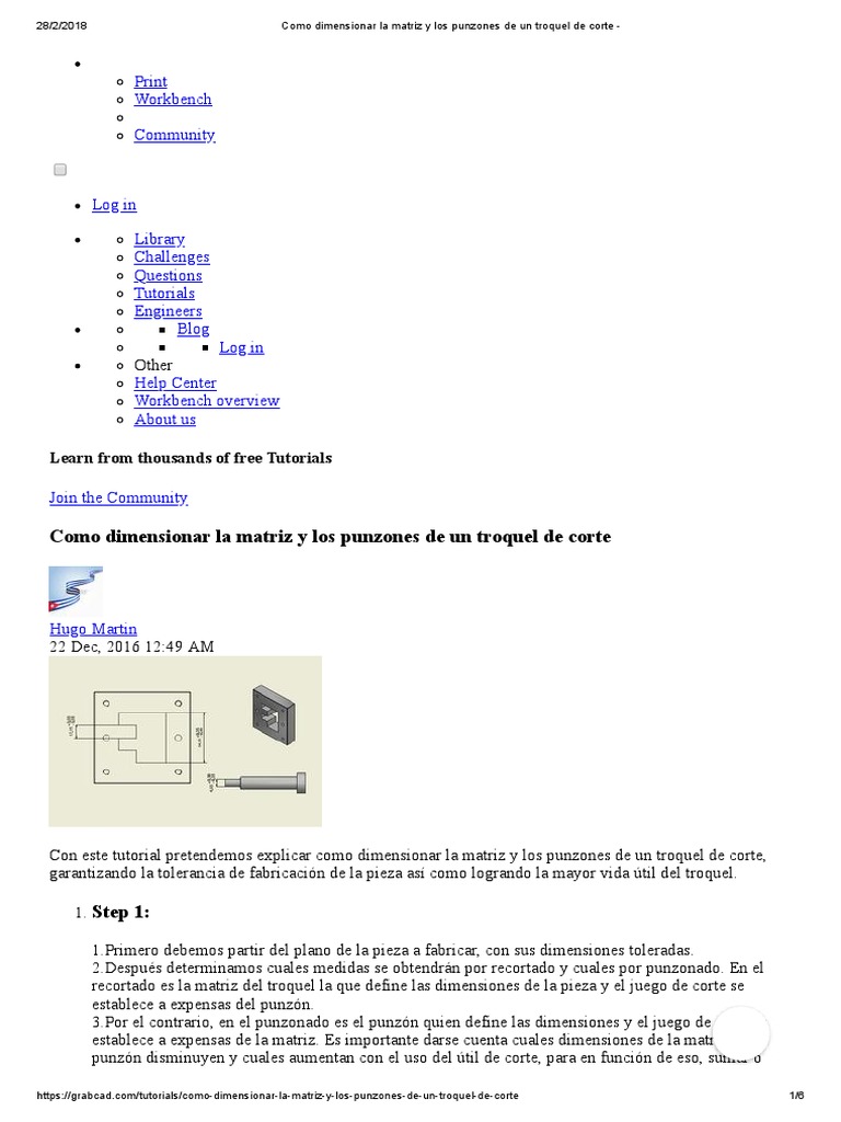 Como Dimensionar La Matriz y Los Punzones de Un Troquel de Corte | PDF ...