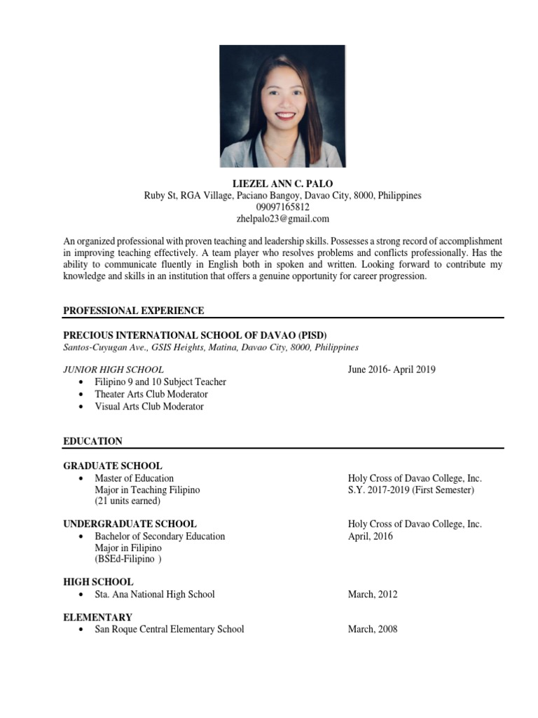 Liezel Ann Palo - Resume | PDF | Educational Psychology | Communication