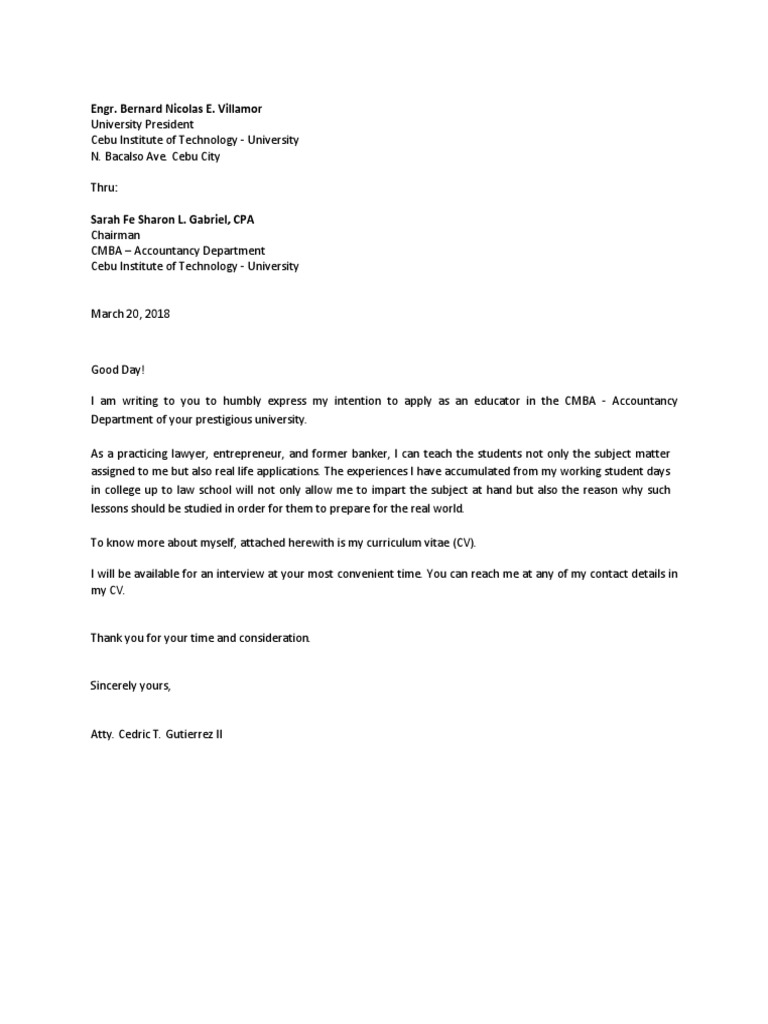 Application Letter CIT U