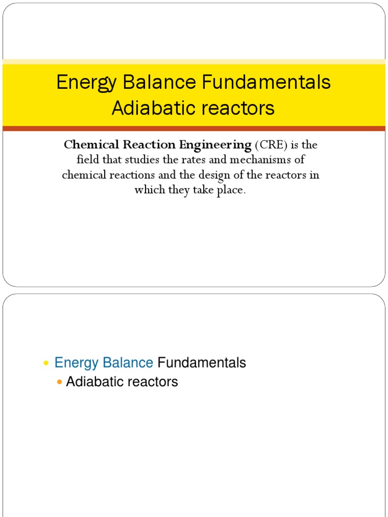 Adiabatic Reactor Energy Balance | PDF | Chemical Reactor | Continuum ...