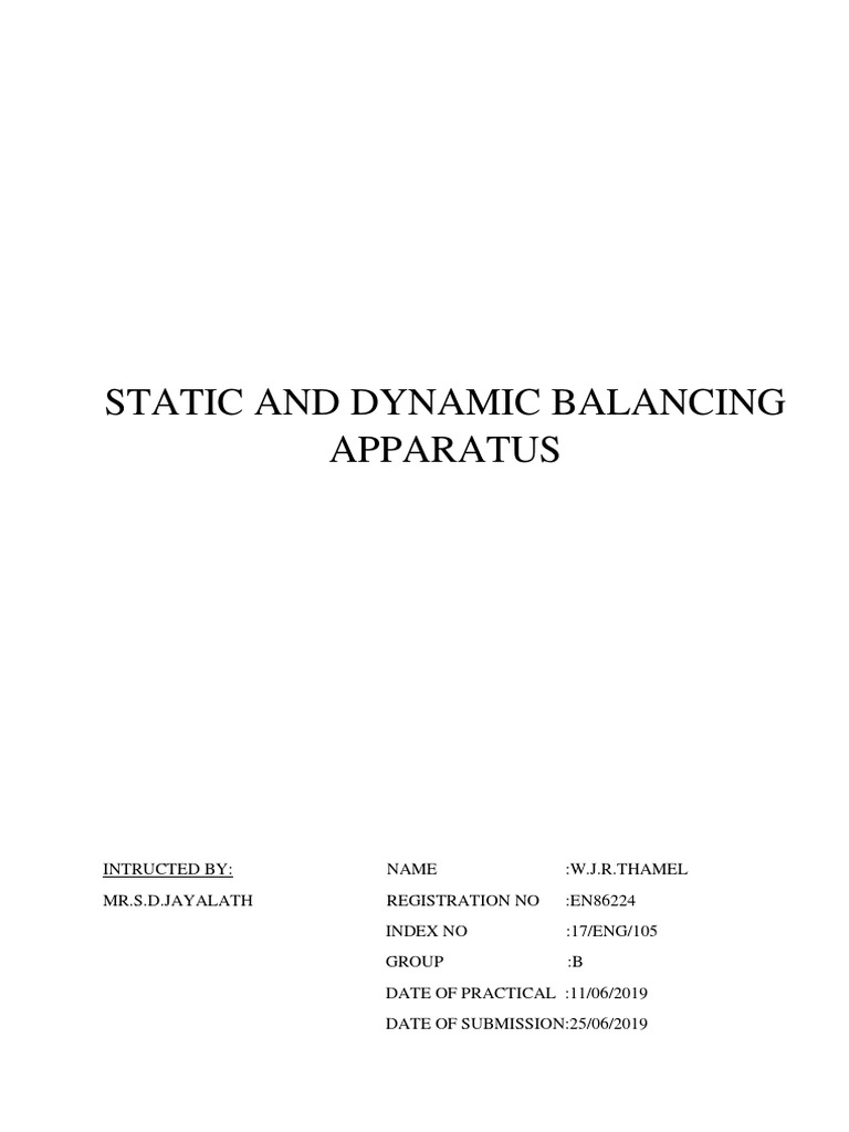 Static and Dynamic Balancing Apparatus | PDF