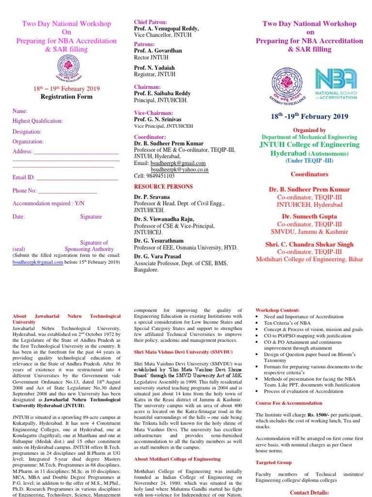 1601 - NBA Workshop Brochure | PDF | Academia | Vocational Education