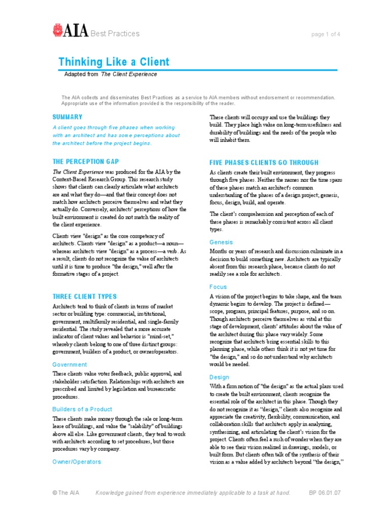 Thinking Like A Client | PDF | Architect | Design