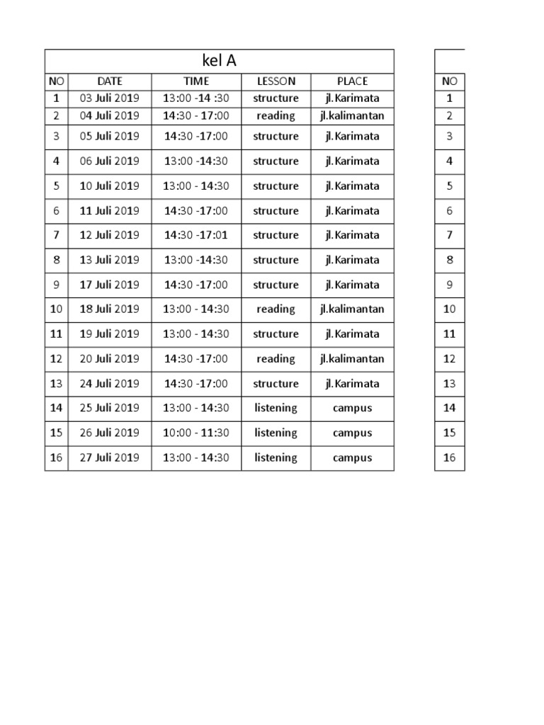 Jadwal | PDF