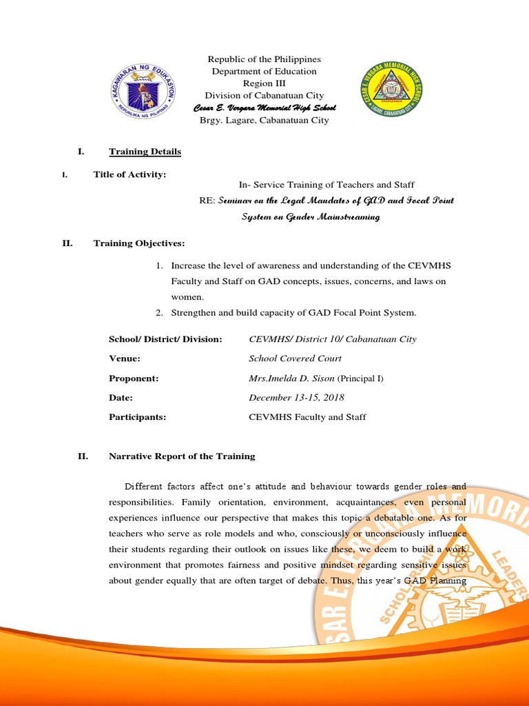 Narrative Report On GAD | PDF | Gender | Gender Studies