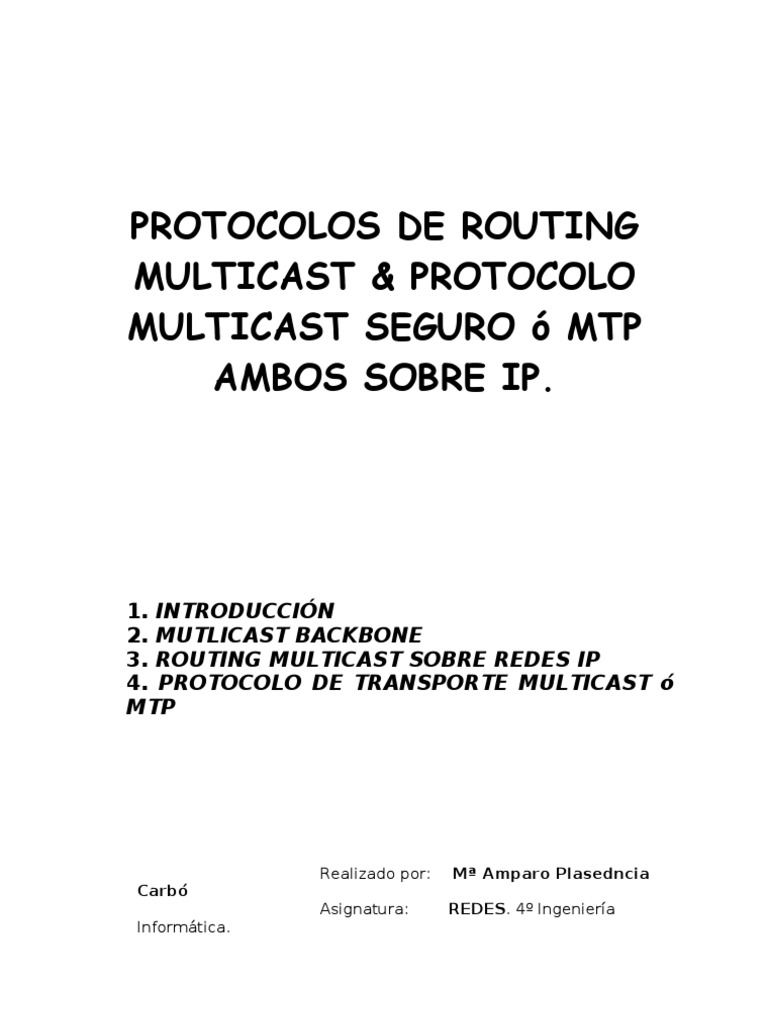 Multi Cast | PDF | Protocolos de internet | Enrutador (Computación)