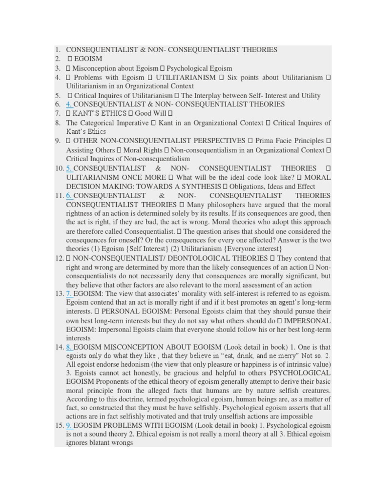 Consequentialist & Non - Consequentialist | PDF | Psychological Egoism | Utilitarianism