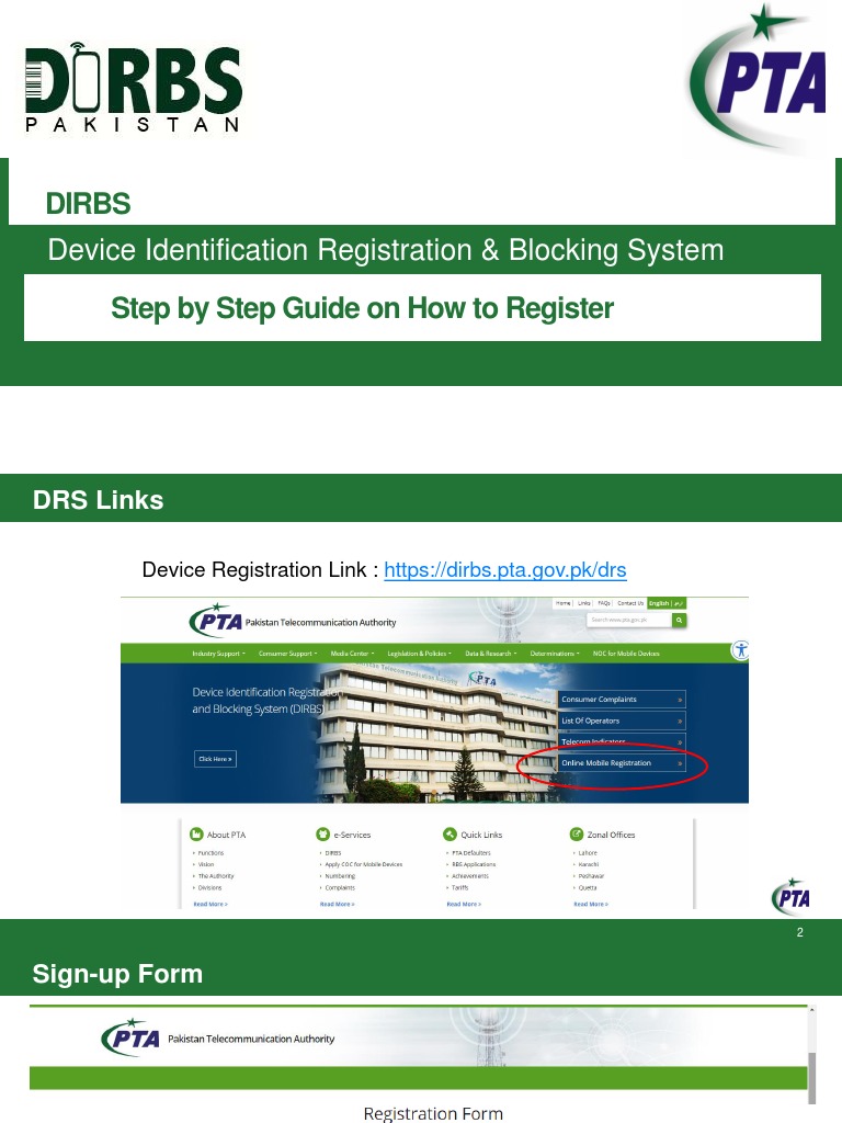 DRS Registration Guide for PTA Users | PDF | Mobile App | Mobile Computers