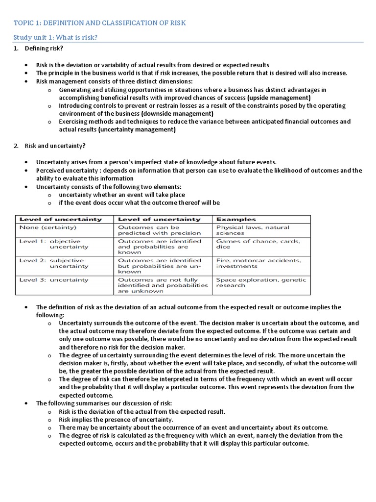Notes On Risk Management | Download Free PDF | Risk Management ...