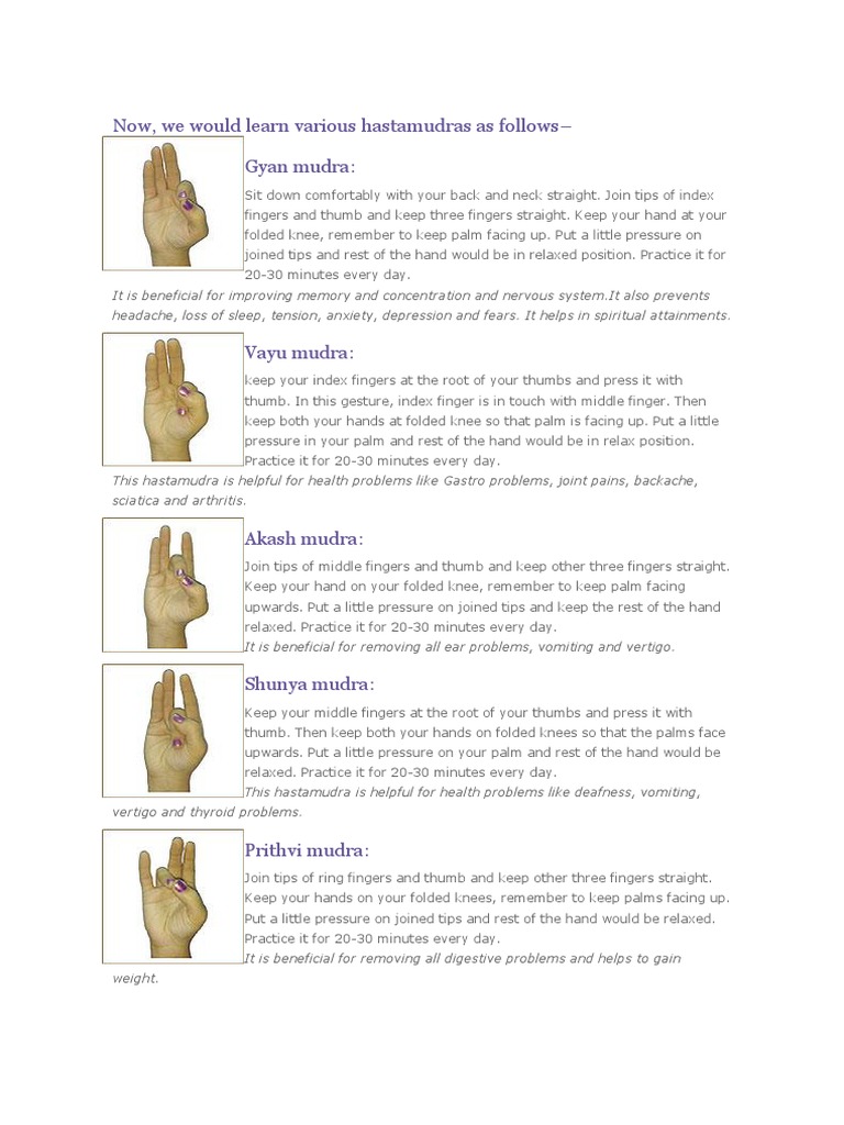 Mudras | PDF | Hand | Finger