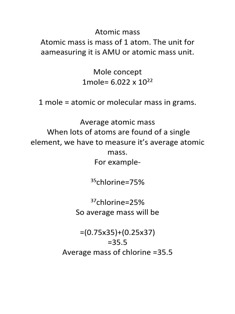 Atomic Mass | PDF | Atomic Mass Unit | Mole (Unit)