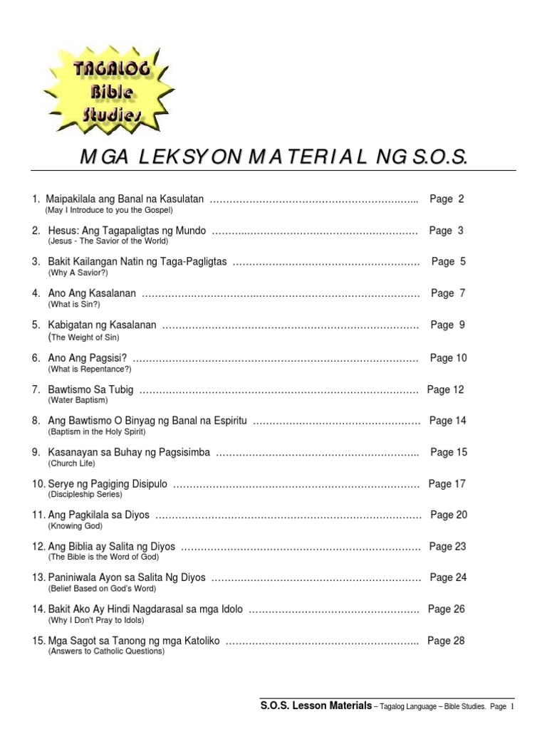 Tagalog Bible Studies PDF