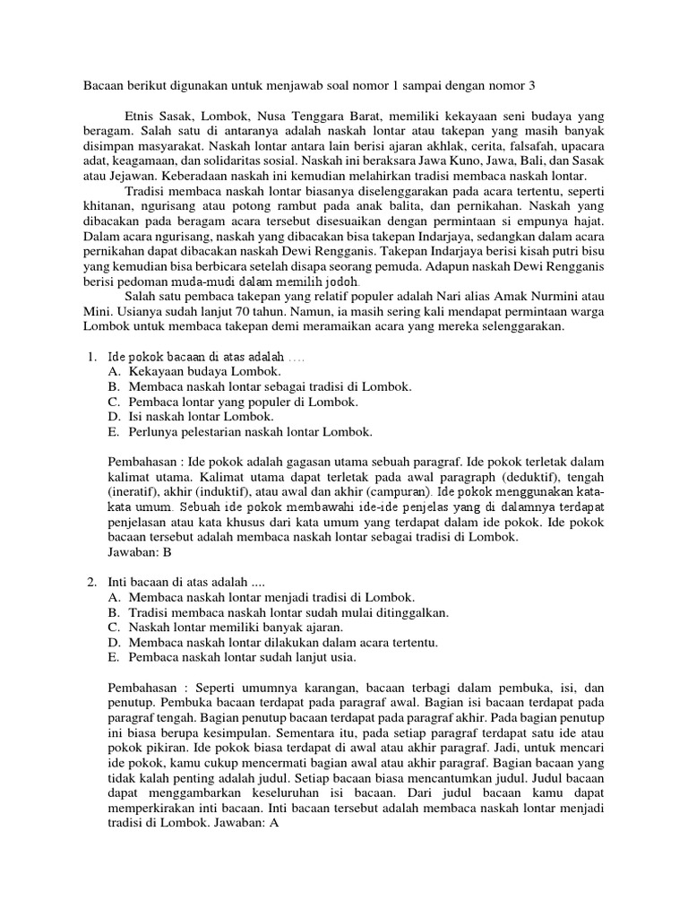 Soal Utul Ugm B. Indonesia | PDF