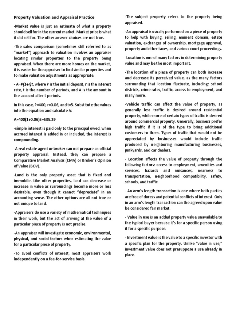 Property Valuation and Appraisal Practice | PDF | Loans | Mortgage Loan